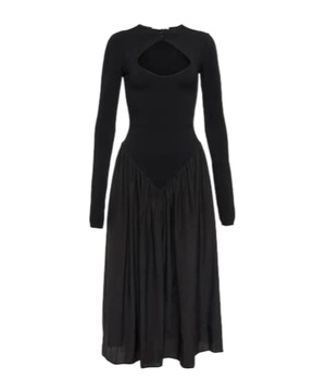 Stella McCartney Cutout Silk-trimmed Midi Dress - Black