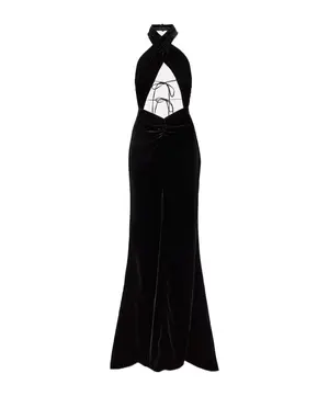 Alessandra Rich Openwork Velvet Dress - Black