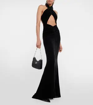 Alessandra Rich Openwork Velvet Dress