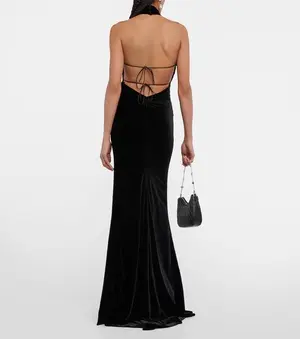 Alessandra Rich Openwork Velvet Dress
