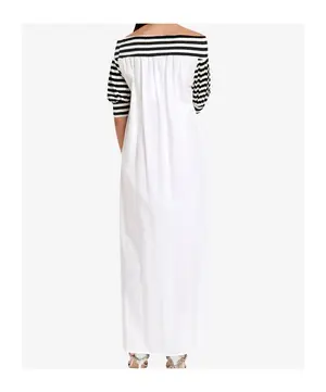 KAOS Off-the-shoulder Striped Bodice Short Sleeve Maxi Dress