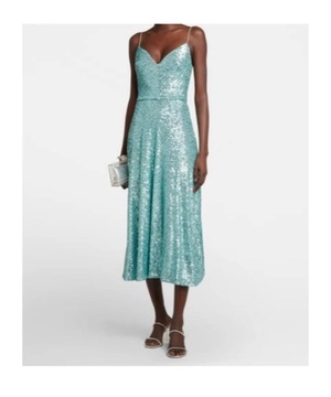 Monique Lhuillier Sequined Sweetheart Neckline Midi Dress