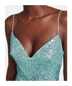 Monique Lhuillier Sequined Sweetheart Neckline Midi Dress