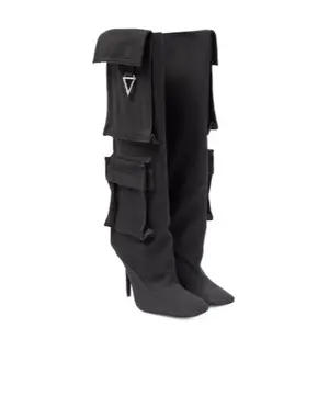 Attico Sienna Canvas Knee-high Boots - Black