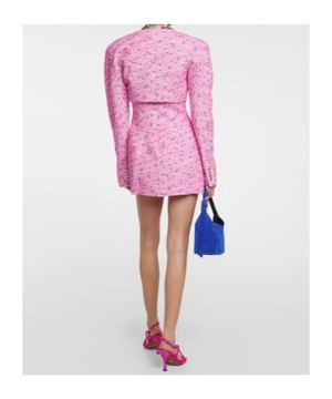 AREA Embellished Bouclé Cropped Jacket