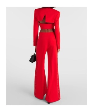 AREA Crystal-embellished Cropped Wool Blazer