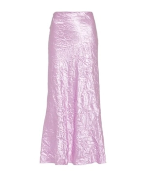 Attico Crinkled Satin Slip Skirt - Pink