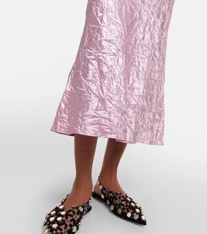 Attico Crinkled Satin Slip Skirt