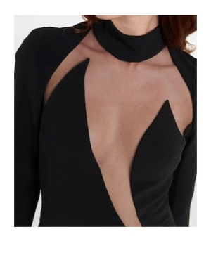 David Koma Mesh-panel Mockneck Minidress