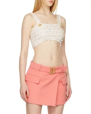 Balmain Tweed Sports Bra Crop Top