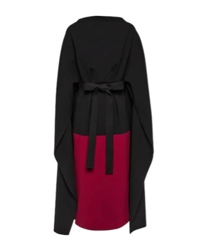 ROKSANDA Two-tone Crepe Midi Dress With Cape Effect