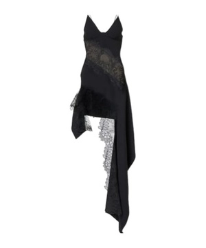 David Koma Asymmetric Lace-trimmed Minidress - Black