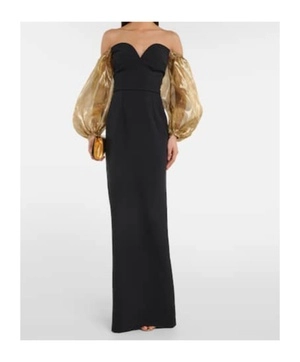 SAFIYAA LONDON Off-shoulder Crêpe Gown