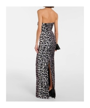 Alex Perry Leopard-print Strapless Velvet Gown