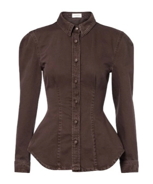 Magda Butrym Peplum Denim Jacket - Brown