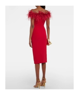 SAFIYAA LONDON Starling Feather-trimmed Midi Dress
