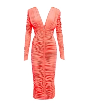 Alex Perry Marin Ruched Midi Dress - Pink