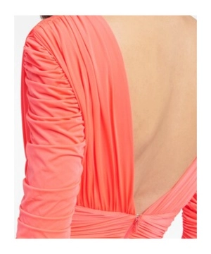 Alex Perry Marin Ruched V-neck Long Sleeve Midi Dress