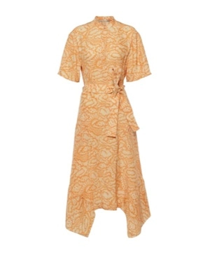 Stella McCartney Printed Asymmetric Silk Midi Dress - Nude
