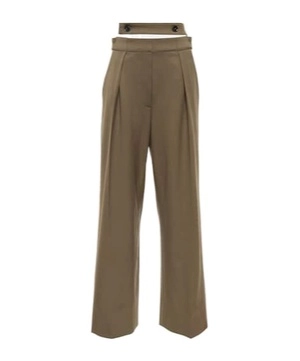 Proenza Schouler Cutout High-rise Wool-blend Pants - Green