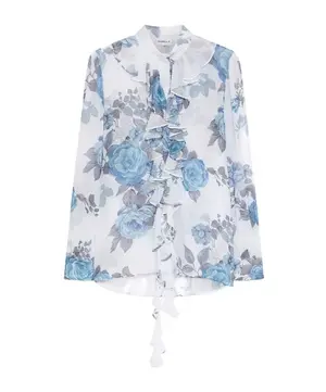 Marella Ruched Georgette Shirt - Light Blue