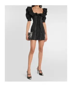Alessandra Rich Ruffled Puff-sleeve Minidress