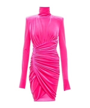 Alexandre Vauthier Ruched Velvet Minidress - Pink