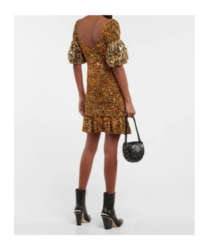 Rabanne Embellished Animal-print Ruched Minidress