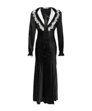 RODARTE Silk Satin Midi Dress - Black