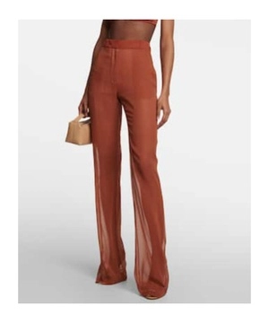 NENSI DOJAKA Mid-rise Wide-leg Silk Pants