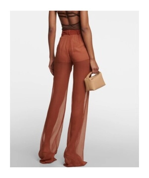 NENSI DOJAKA Mid-rise Wide-leg Silk Pants