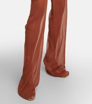 NENSI DOJAKA Mid-rise Wide-leg Silk Pants