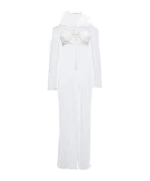 NENSI DOJAKA Bridal Cutout Lace Gown - White