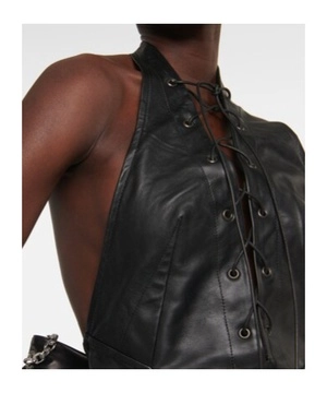 PETAR PETROV Atkins Leather Halterneck Mini Dress