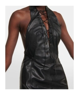 PETAR PETROV Atkins Leather Halterneck Mini Dress
