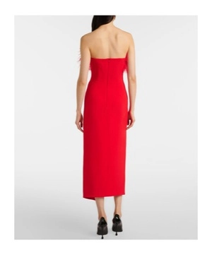 David Koma Feather-trimmed Midi Dress