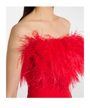 David Koma Feather-trimmed Midi Dress