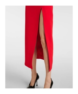 David Koma Feather-trimmed Midi Dress