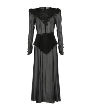 Alessandra Rich Silk Georgette Midi Dress - Black