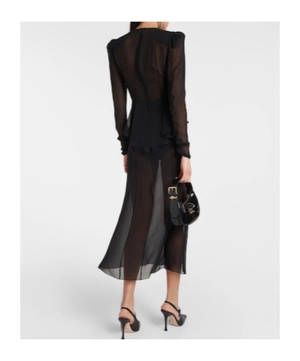 Alessandra Rich Silk Georgette Midi Dress