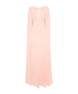 Monique Lhuillier Caped Keyhole Satin Gown - Nude