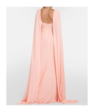 Monique Lhuillier Caped Keyhole Satin Gown