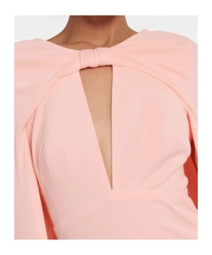 Monique Lhuillier Caped Keyhole Satin Gown