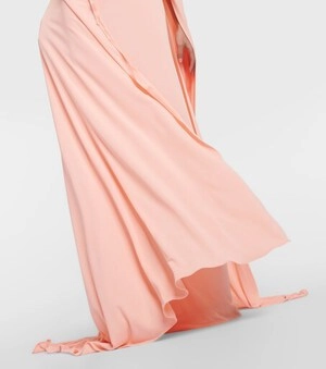 Monique Lhuillier Caped Keyhole Satin Gown