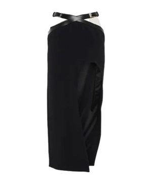 David Koma Leather-trimmed Midi Skirt