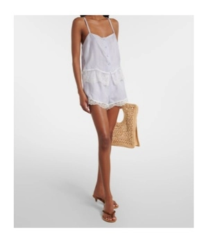 FRAME Stripe Lace Silk Shorts