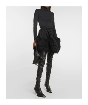 David Koma A-line Shearling Trim Miniskirt