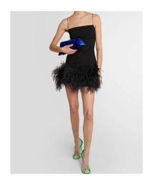 Attico Feather-trimmed Mini Dress