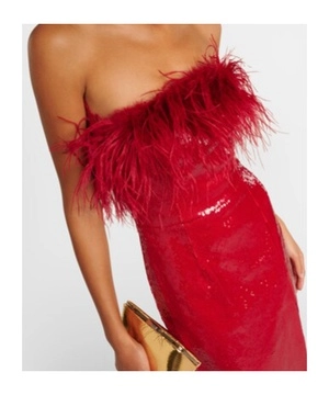 Rebecca Vallance Nika Sequined Feather-trimmed Gown