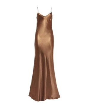Galvan Provence Satin Maxi Dress - Brown